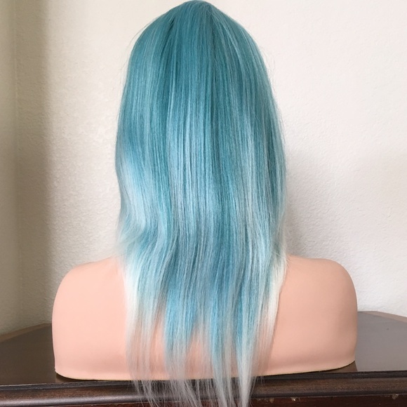 Other | Turquoise Wig Bob Wig With Bangs 16 Inch Long | Poshmark